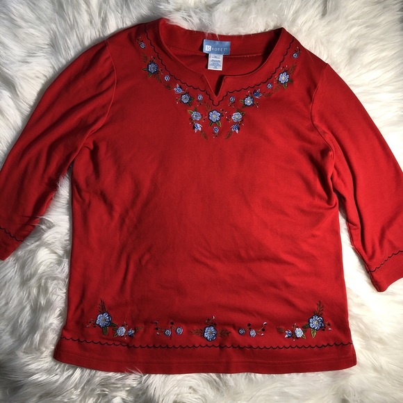 Koret | Tops | Embroidered Koret Blouse With Flower Detailing | Poshmark